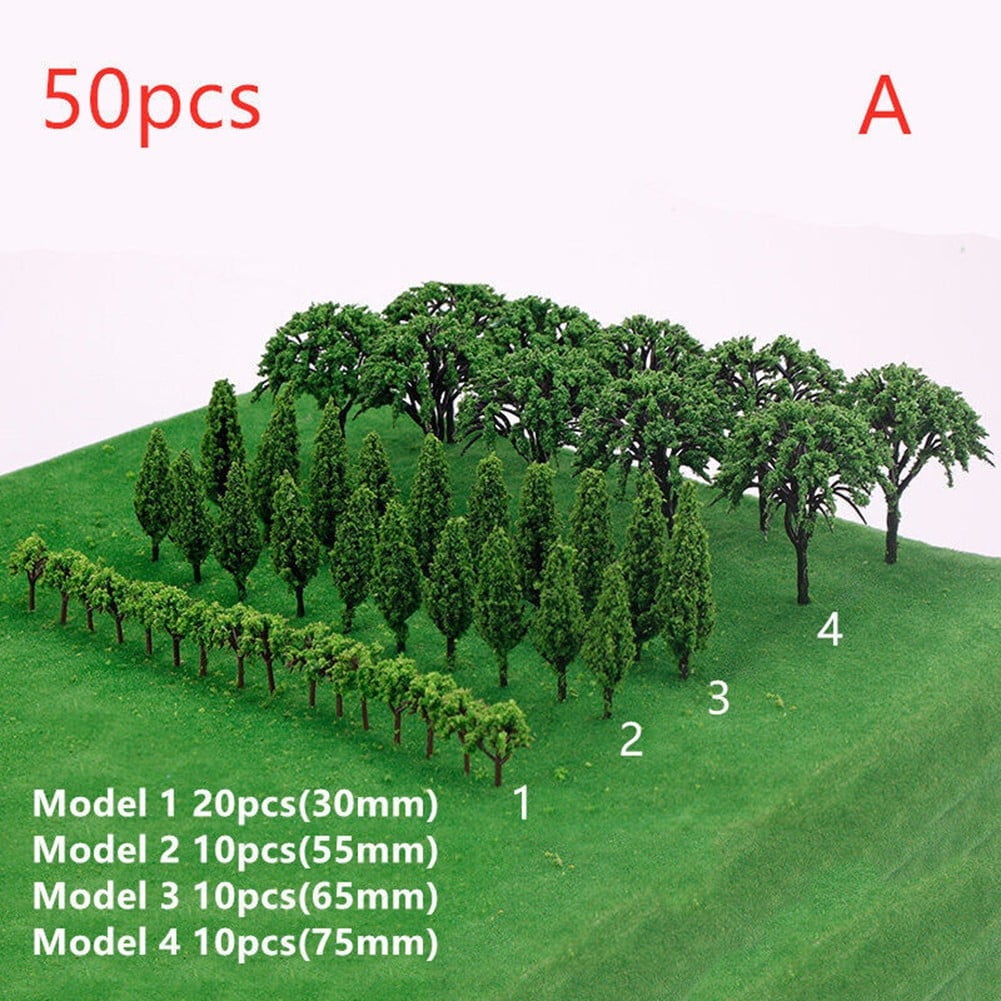 50Pcs Trees Model Train Railroad Wargame Diorama Scenery Landscape ...