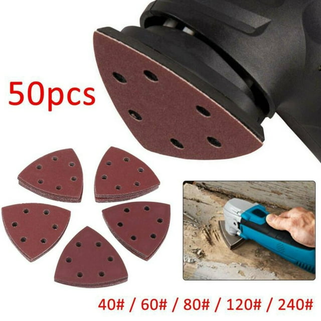 50Pcs Triangle Sanding for Pads Assorted Sandpaper for Multi Tool ...