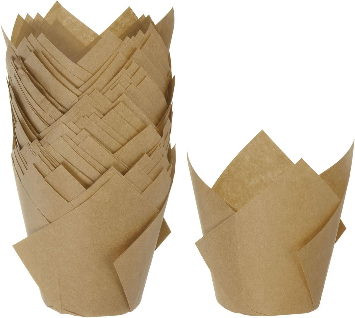 50Pcs Tulip-Shaped Cupcake Liners - Premium Greaseproof Paper Wrappers ...