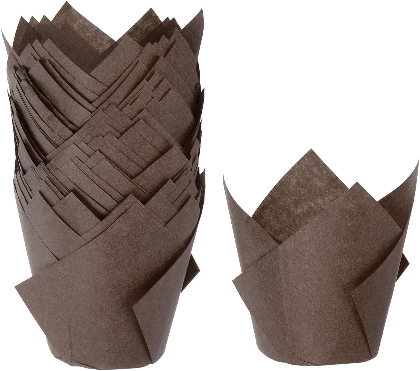50Pcs Tulip-Shaped Cupcake Liners - Premium Greaseproof Paper Wrappers ...