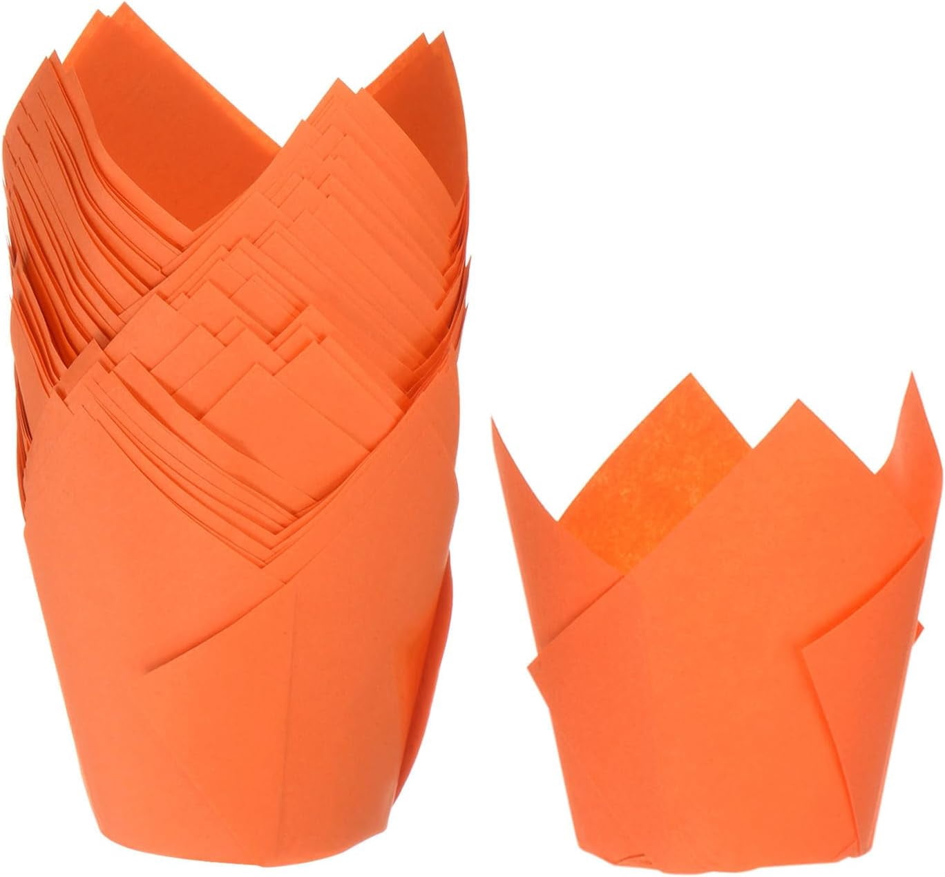 50Pcs Tulip-Shaped Cupcake Liners - Premium Greaseproof Paper Wrappers ...