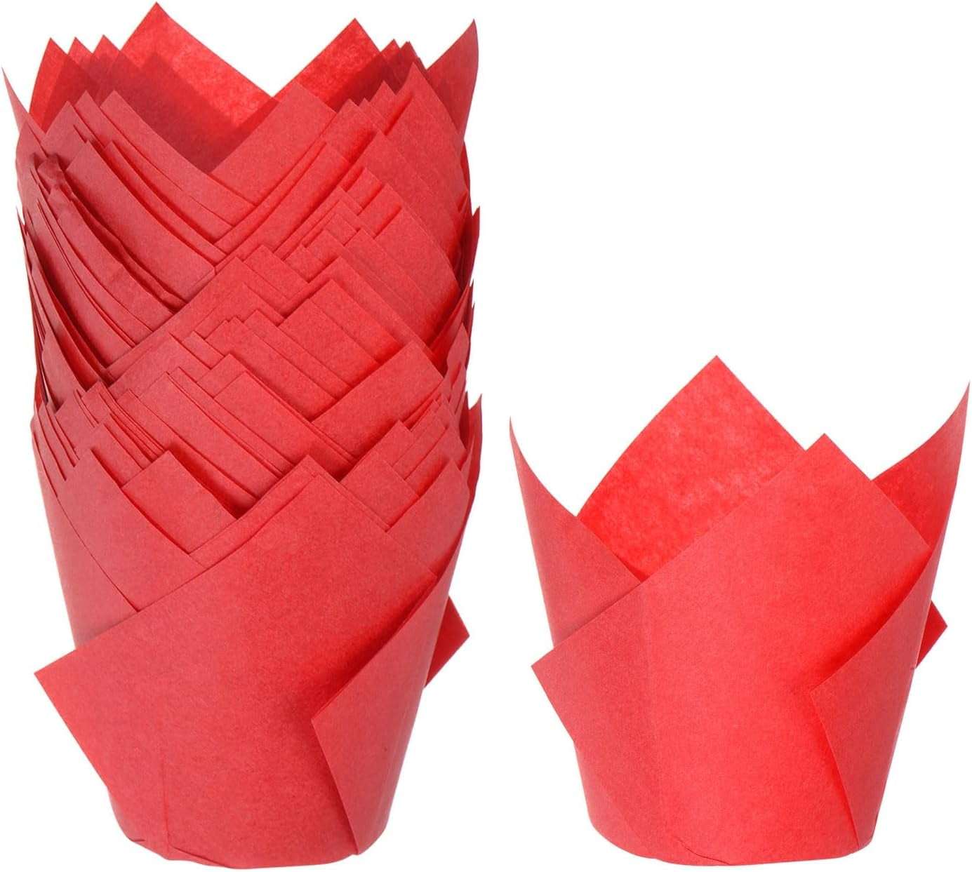 50Pcs Tulip-Shaped Cupcake Liners - Premium Greaseproof Paper Wrappers ...