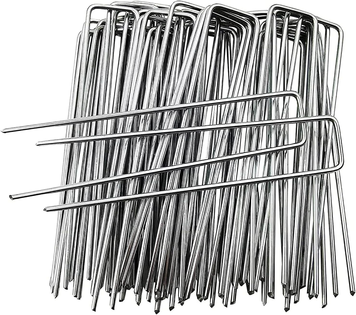 50Pcs U-shaped garden stakes 150 mm x 30 mm, galvanized steel fixing ...