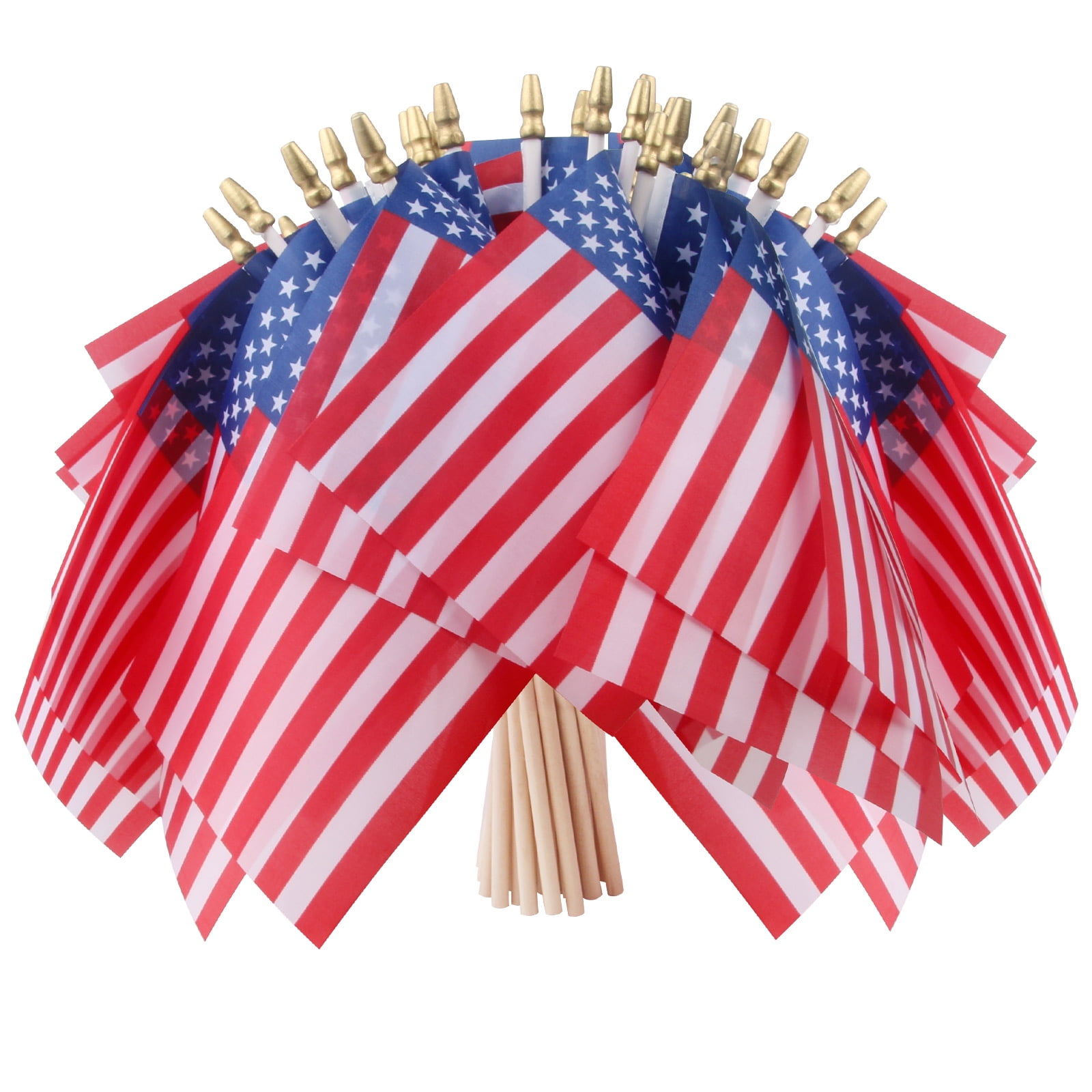 Gamexcel 50Pcs USA Flag 4x6in Wooden Stick, Independence Day Decor ...