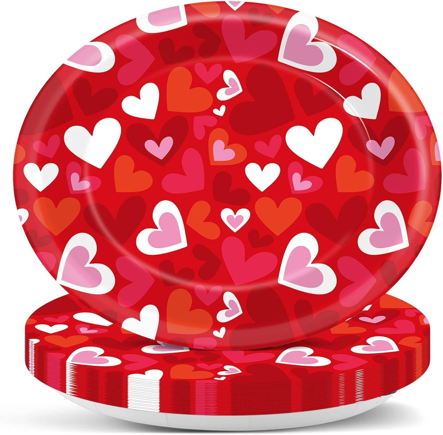 50Pcs Valentine's Party Oval Plates 11 Inch Disposable Heart Paper ...