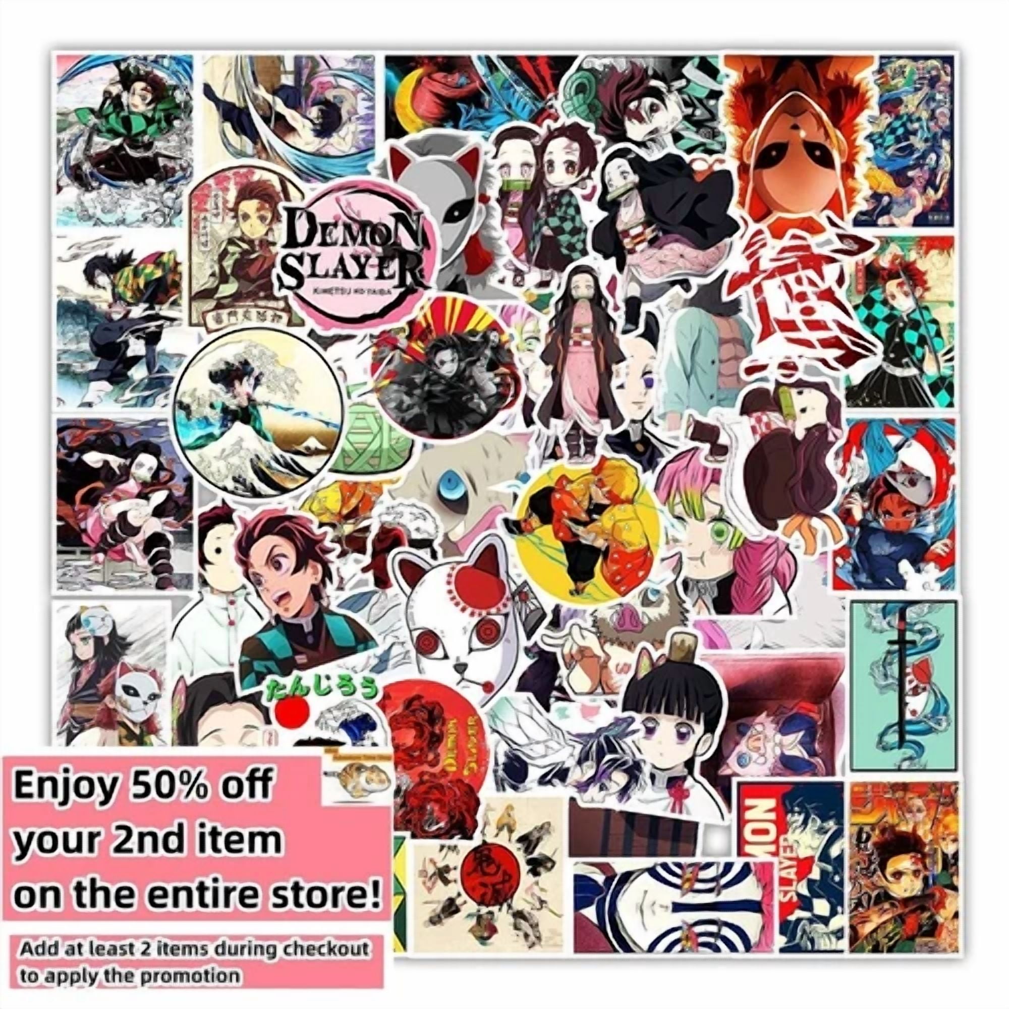 50Pcs Waterproof Vinyl Stickers Demon Slayer Anime Luggage Phone Laptop ...