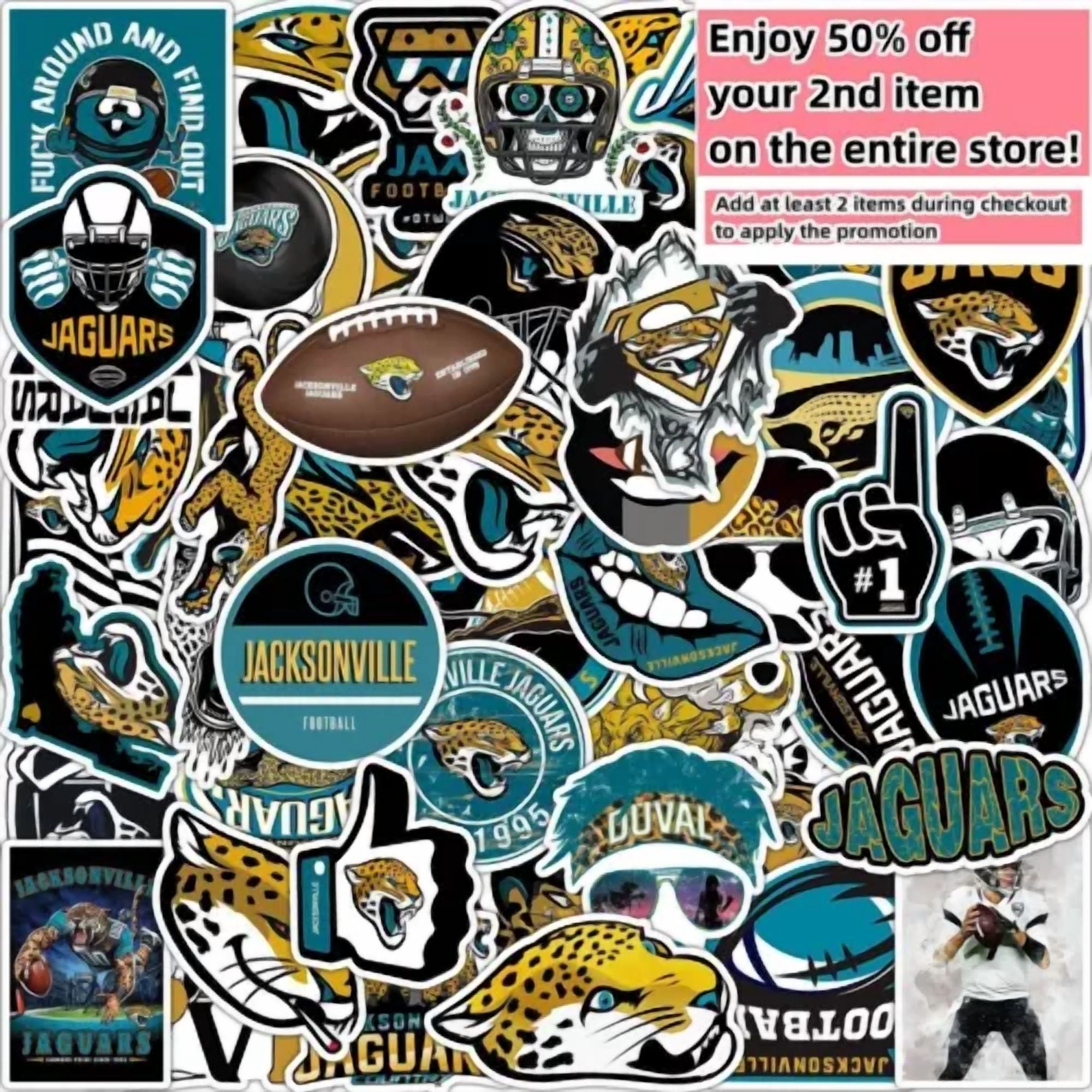 50Pcs Waterproof Vinyl Stickers Jacksonville Jaguars Nfl Football Phone ...