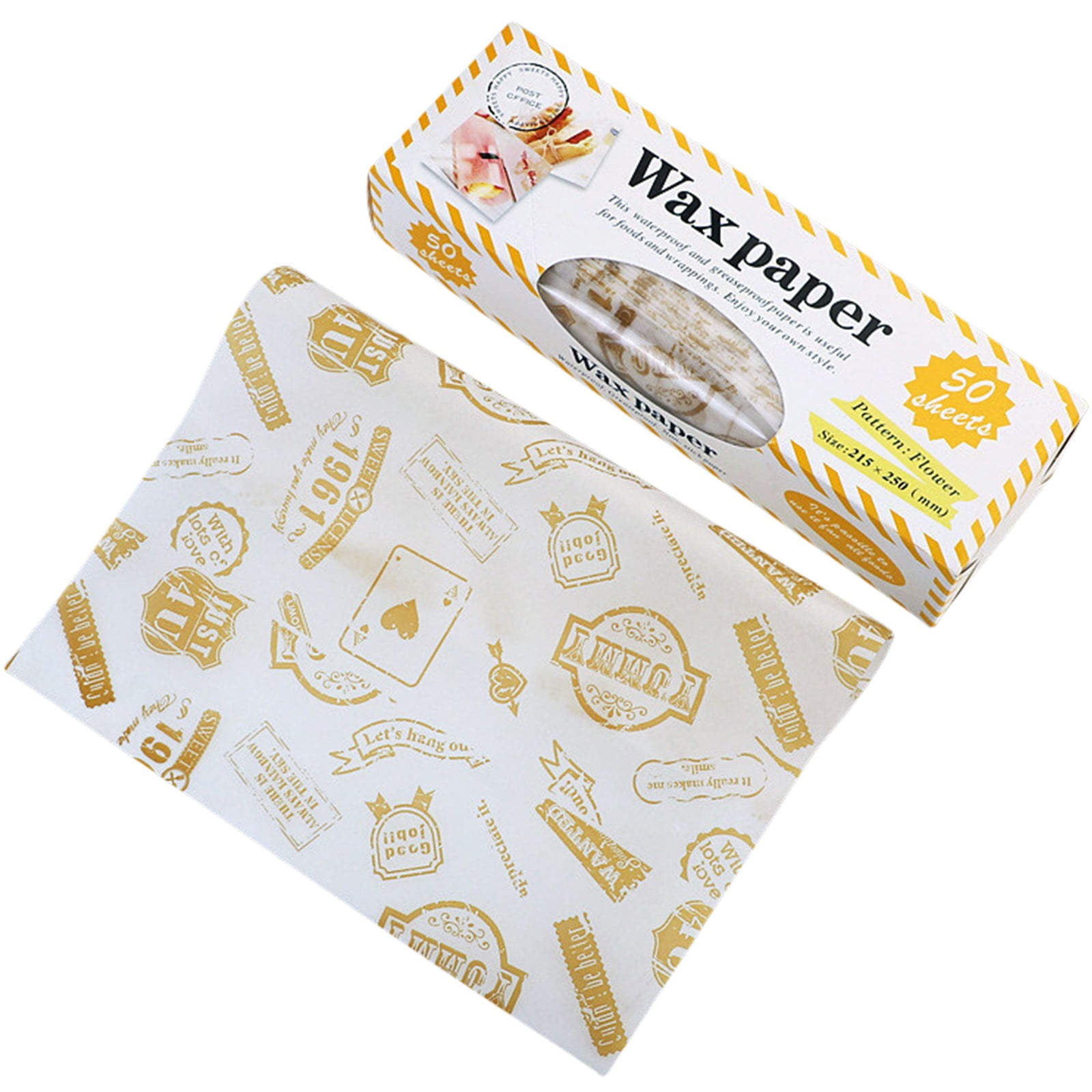 50Pcs Wax Paper Sheets Food Wrapping Paper Greaseproof Waterproof Dry ...