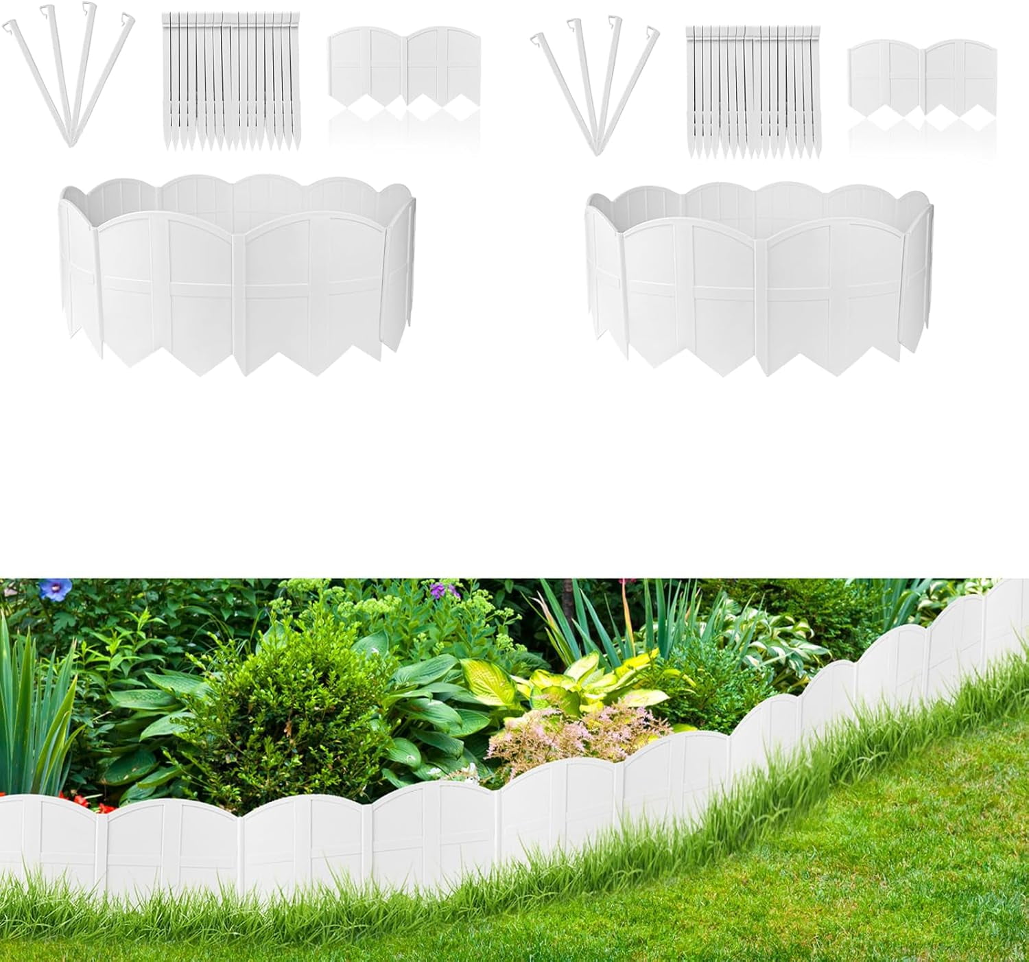50Pcs White Garden Edging Border Landscape Edging Lawn Garden Fence ...