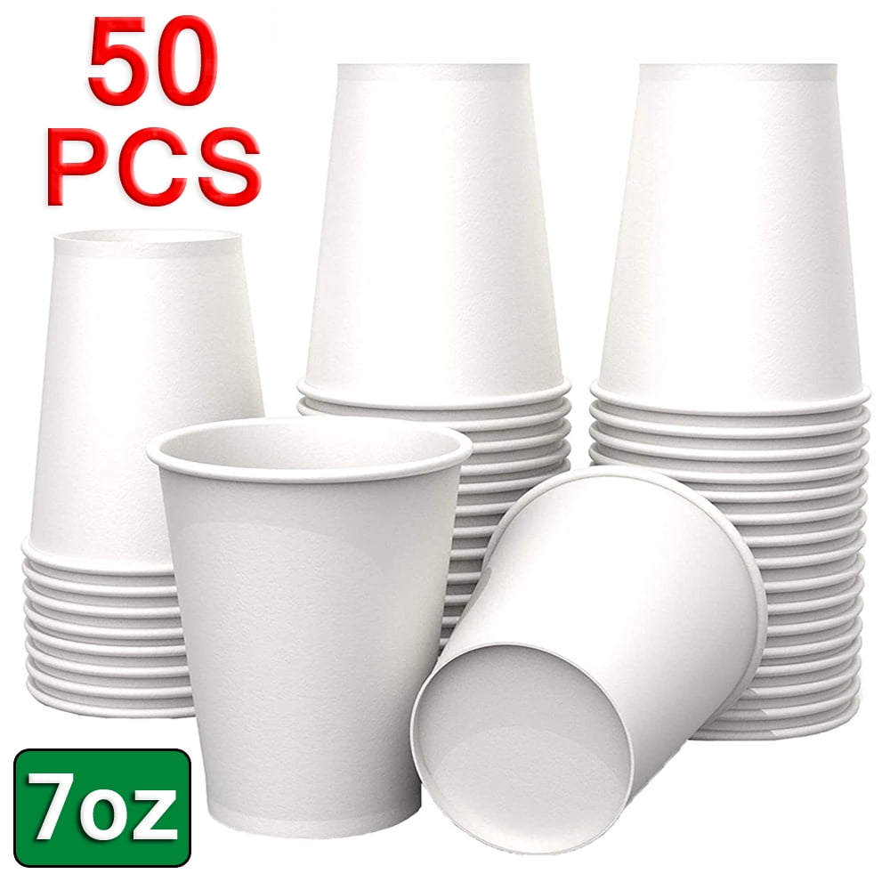 50Pcs White Paper Coffee Cups, 7oz Disposable Mouthwash Paper Cup for ...