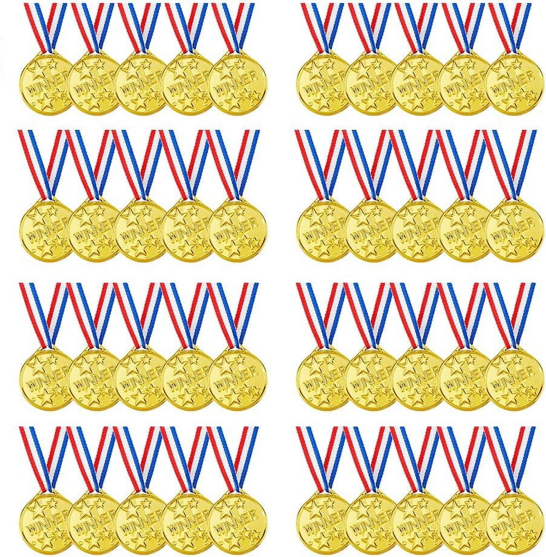 50Pcs Winner Award Medal Gold Medal Plastic Round Medals Winner Medals ...