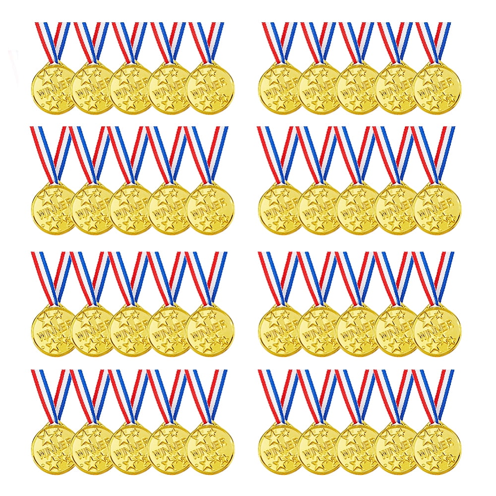 50Pcs Winner Award Medal Gold Medal Plastic Round Medals Winner Medals ...