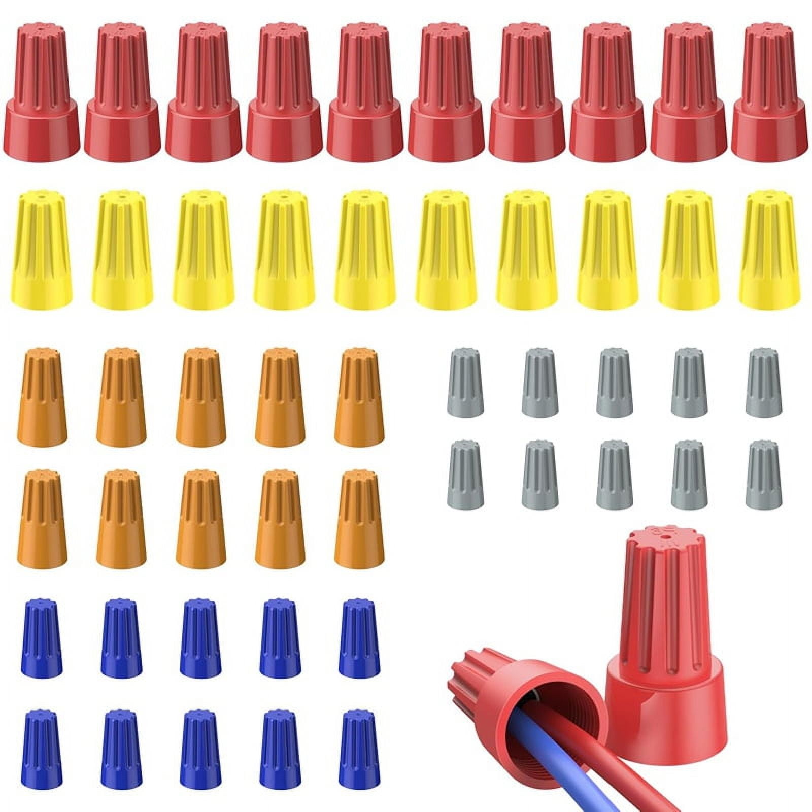 50Pcs Wire Nuts Caps Electrical Connectors for 10-22AWG Gauge Electric Wiring Twist A - Walmart.com