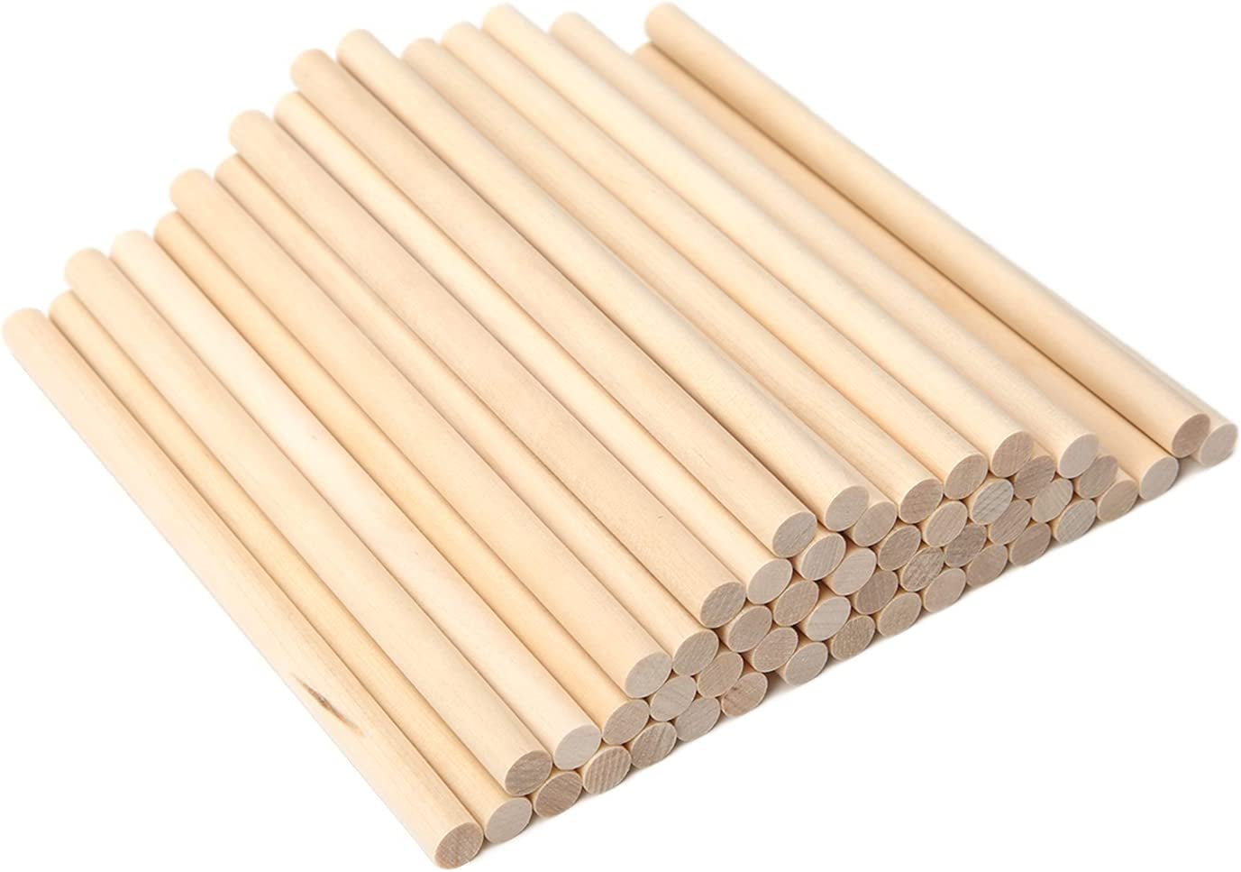 50Pcs Wood Dowel Rods,Wood Sticks Wood Craft Dowel Sticks Unfinished ...