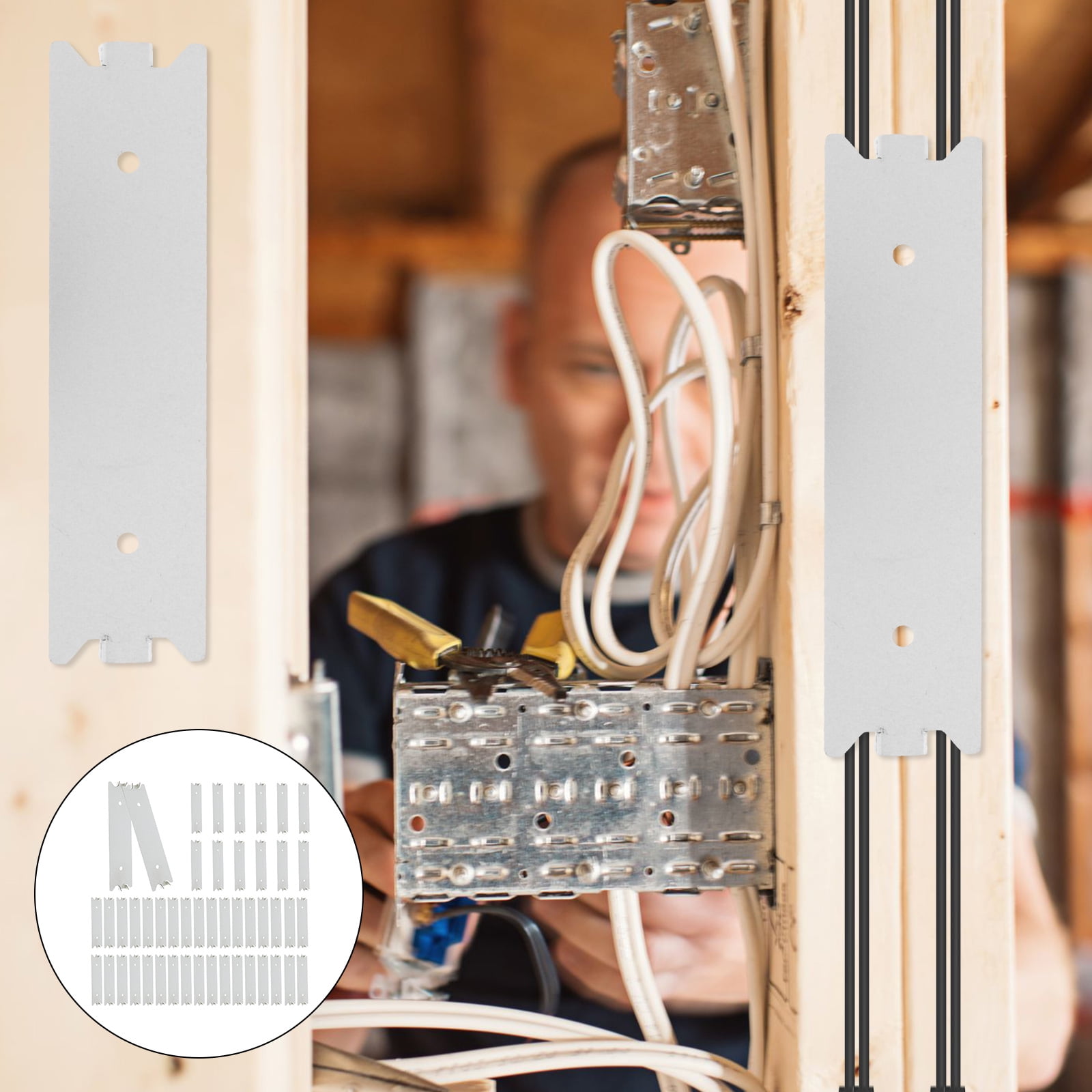 50Pcs Wood Stud Nail Plate Set 2.5inch 6inch Galvanized Steel Cable ...