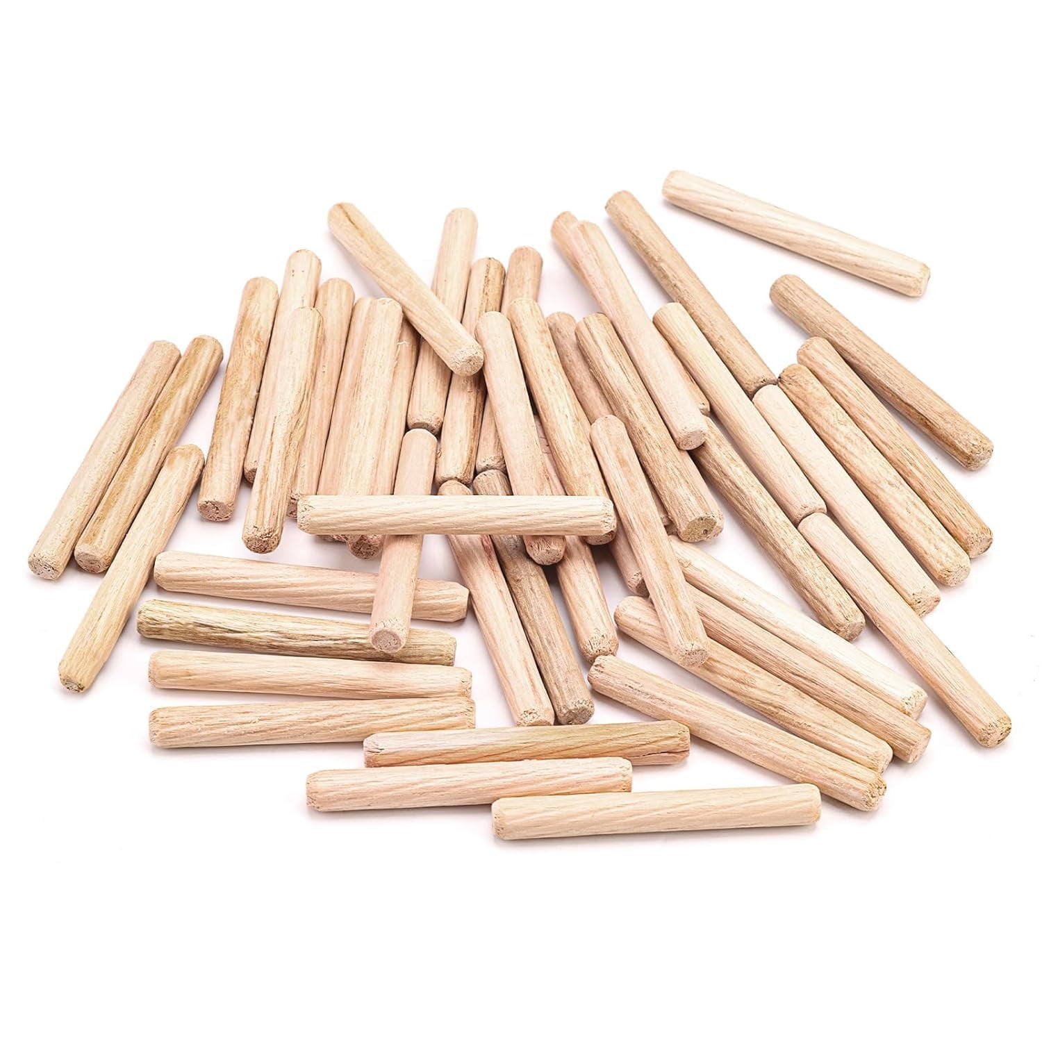 50Pcs Wooden Dowel Pins 6x40mm Rods Round Grooved Dowels Hard Wood ...