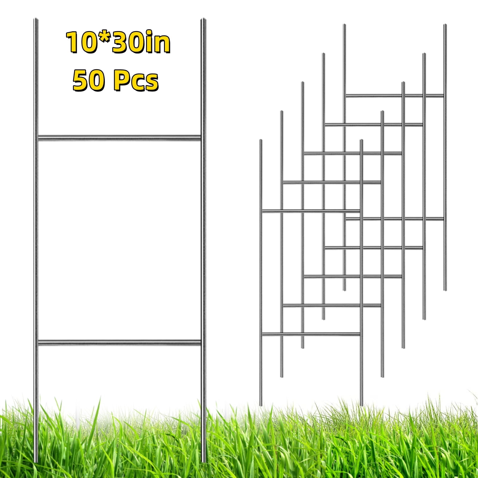 50Pcs Yard Sign Stakes, 10'' x 30'' H-Stakes for High School College ...