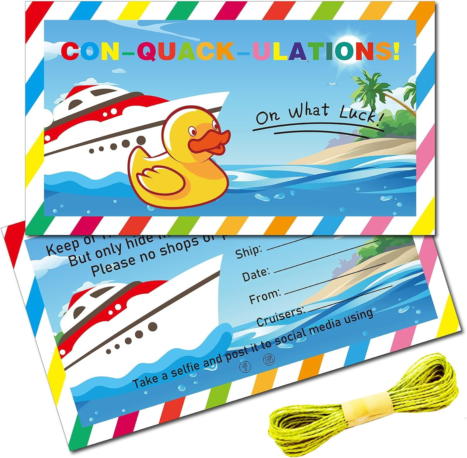 50Pcs You've Been Ducked Cards Cruising Rubber Duck Tag Cruise Duck ...