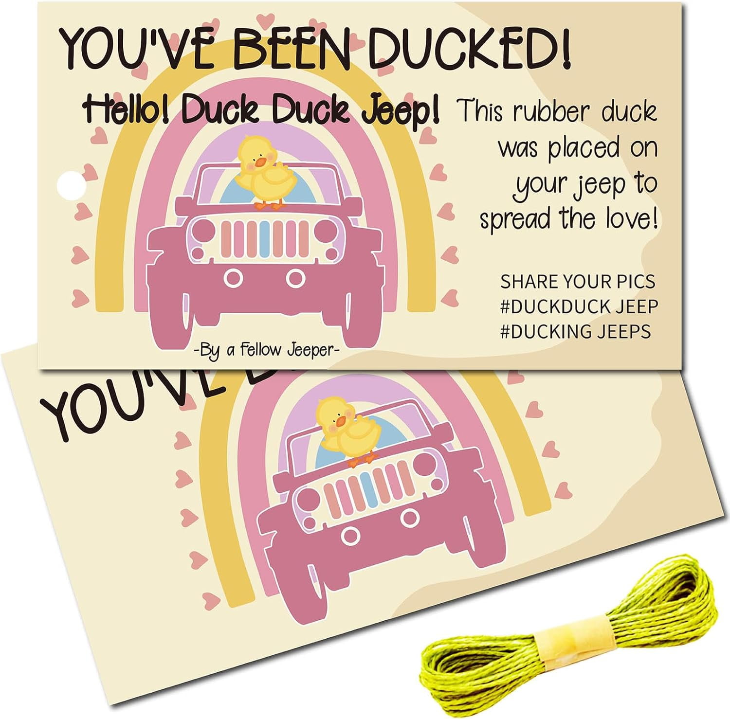 50Pcs You've Been Ducked Cards Duck Tags Card Rainbow Duck Duck Jeep ...