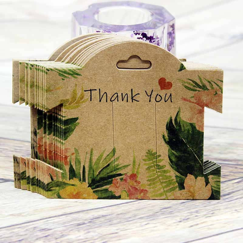 50Pcs kraft paper For YOU Hairpin Card 9*10cm flower design Jewelry ...