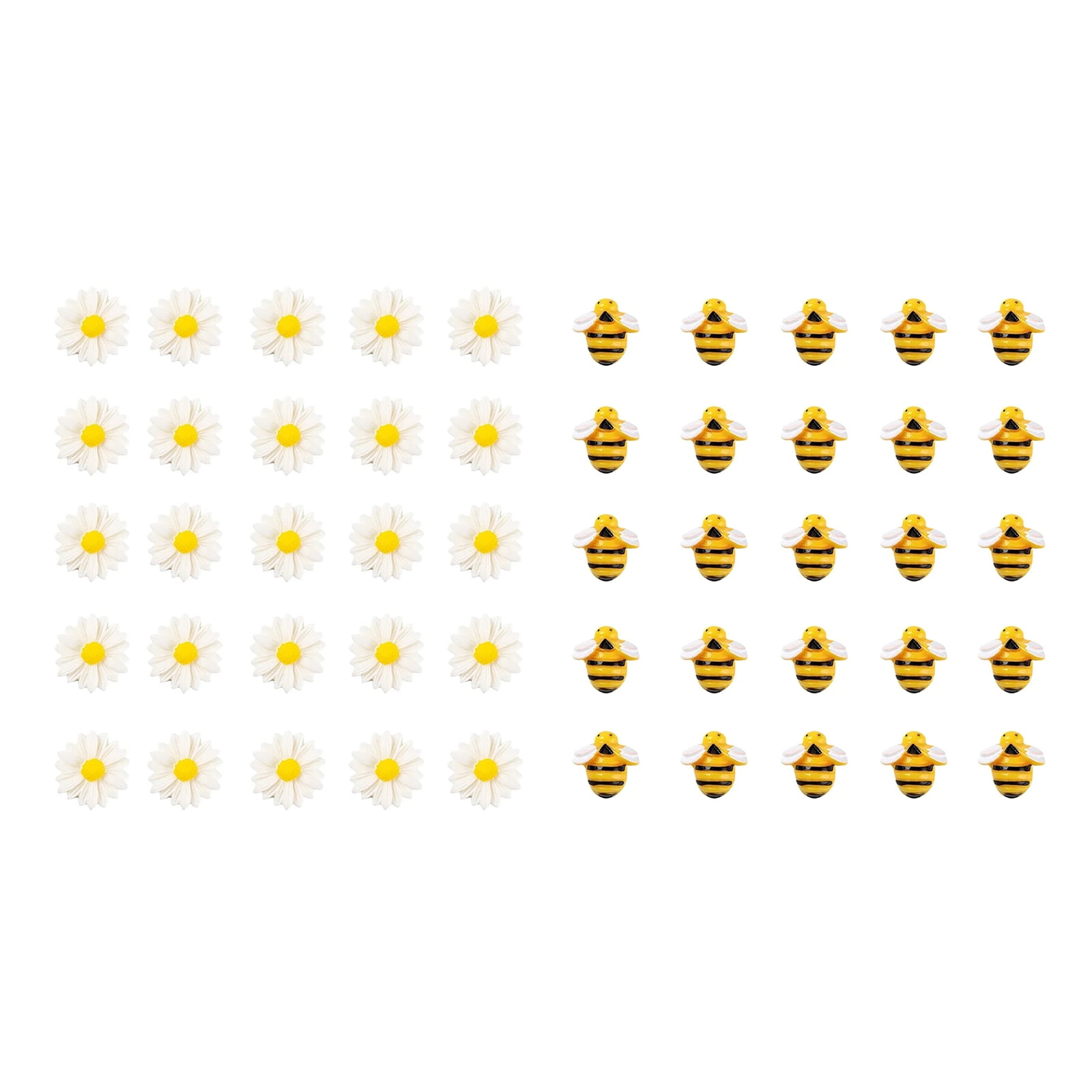 50Pieces Miniature Daisies And Bees Resin Decoration Embellishments For ...