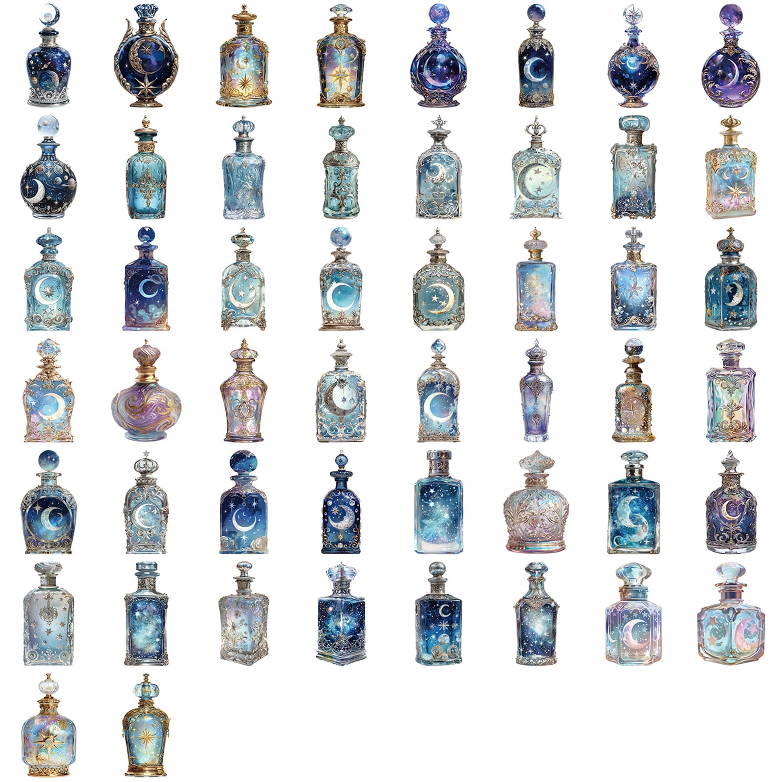 50Pieces Plastic Phase Stickers Waterproof Clear PET Craft Decorations ...