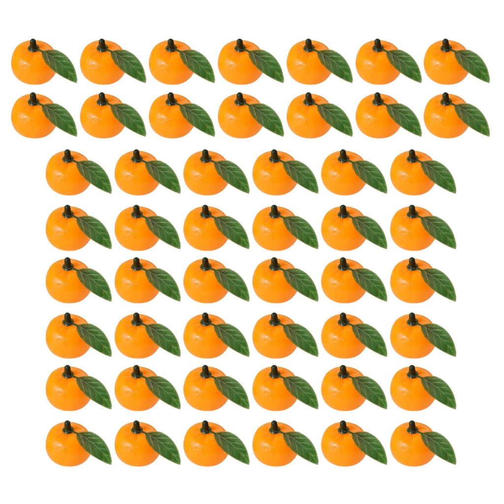 50Pieces Realistic Artificial Orange with Leaf Simulation Orange Fruit ...