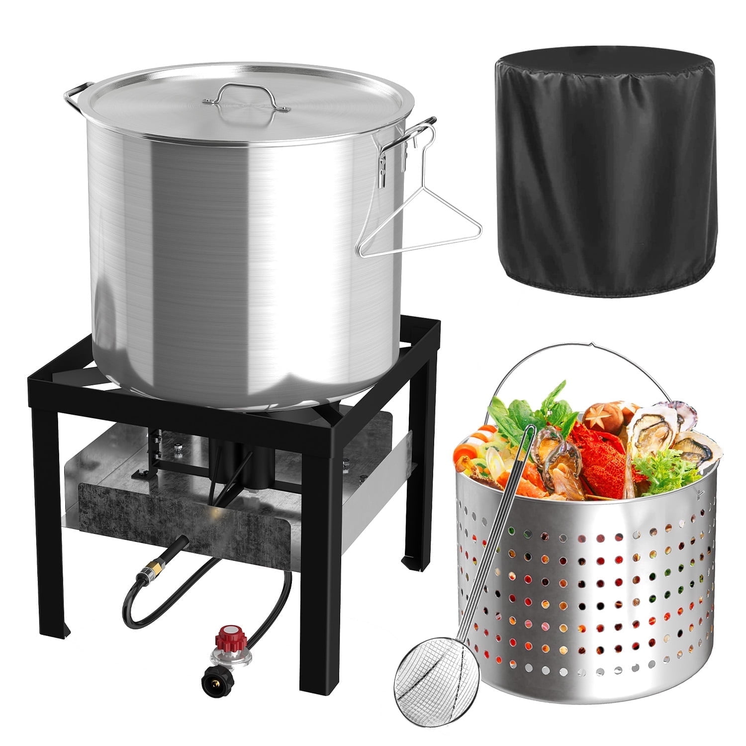 50QT Crawfish Boiler Kit, Seafood Boil Pot,Waterproof Cover & 12-inch ...