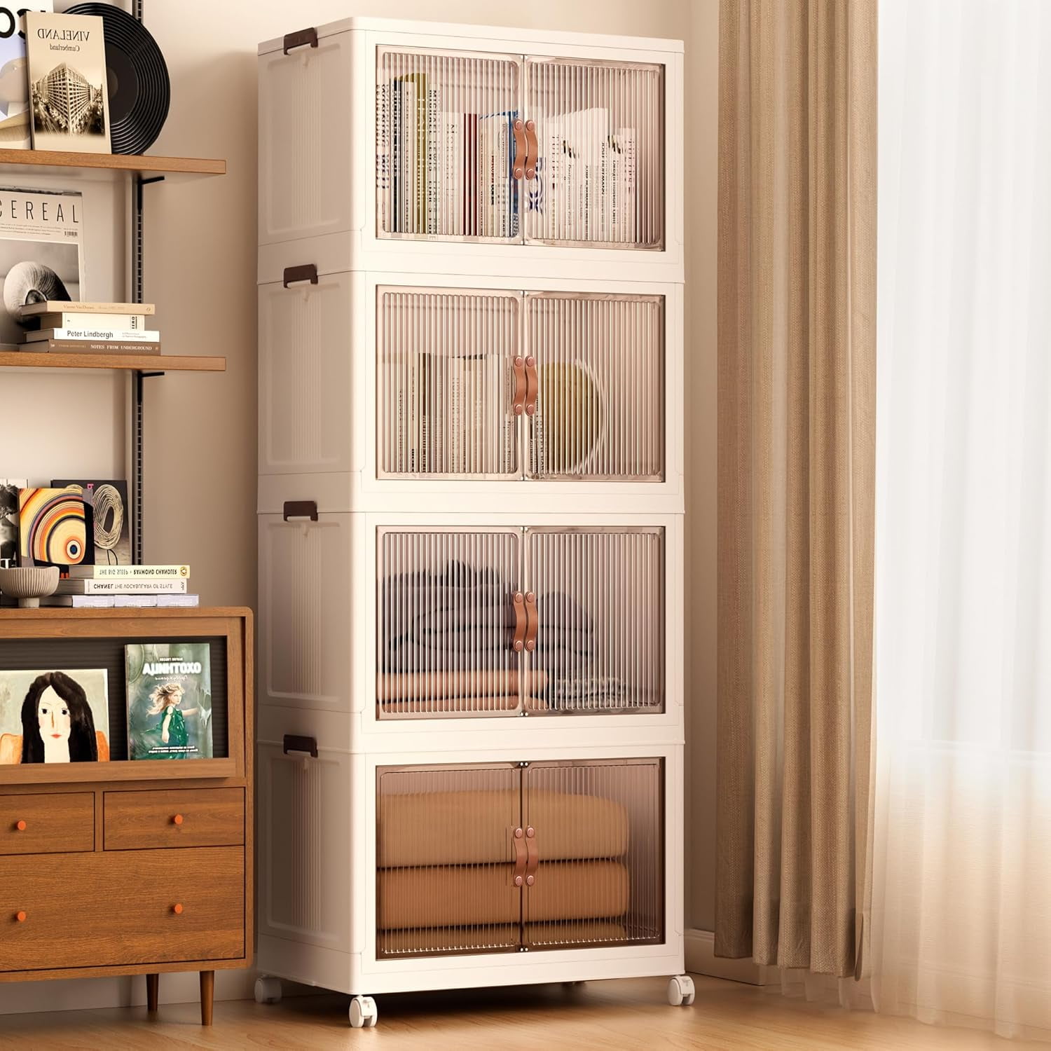 50QT Plastic Storage Bins with Lids, Stackable Collapsible Storage ...