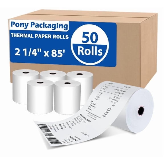 2 1/4 x 85 Thermal Paper Receipt Roll, GT214-85, VX510 VX570 FD50 ...