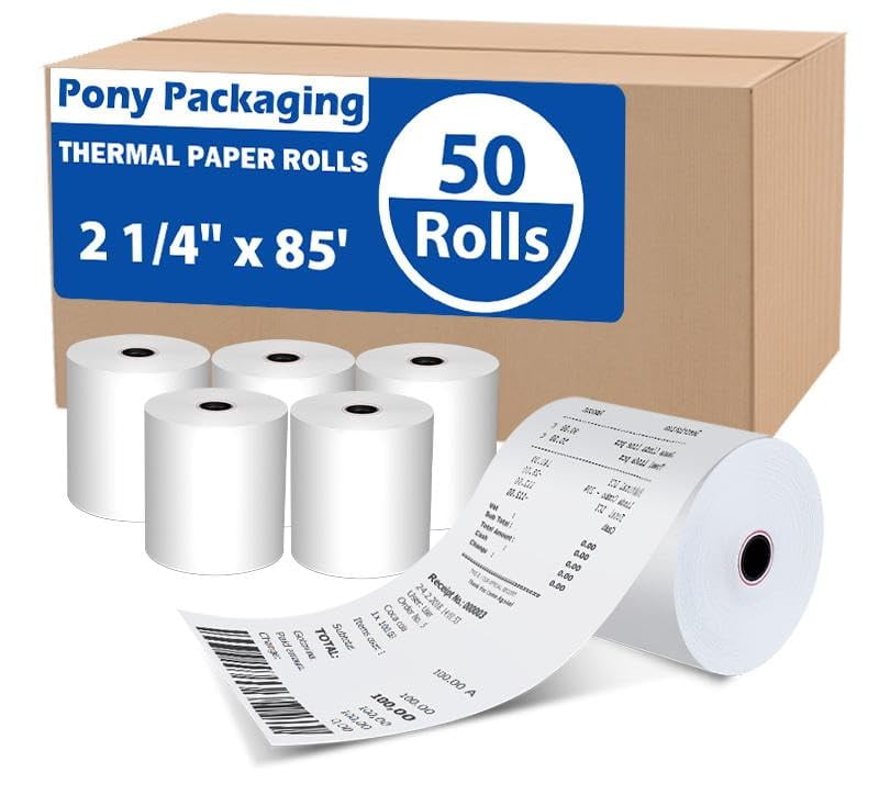 50Rolls 2 1/4 x 85 Thermal Paper Receipt Rolls 2.25 x 85 ft,Fits All ...