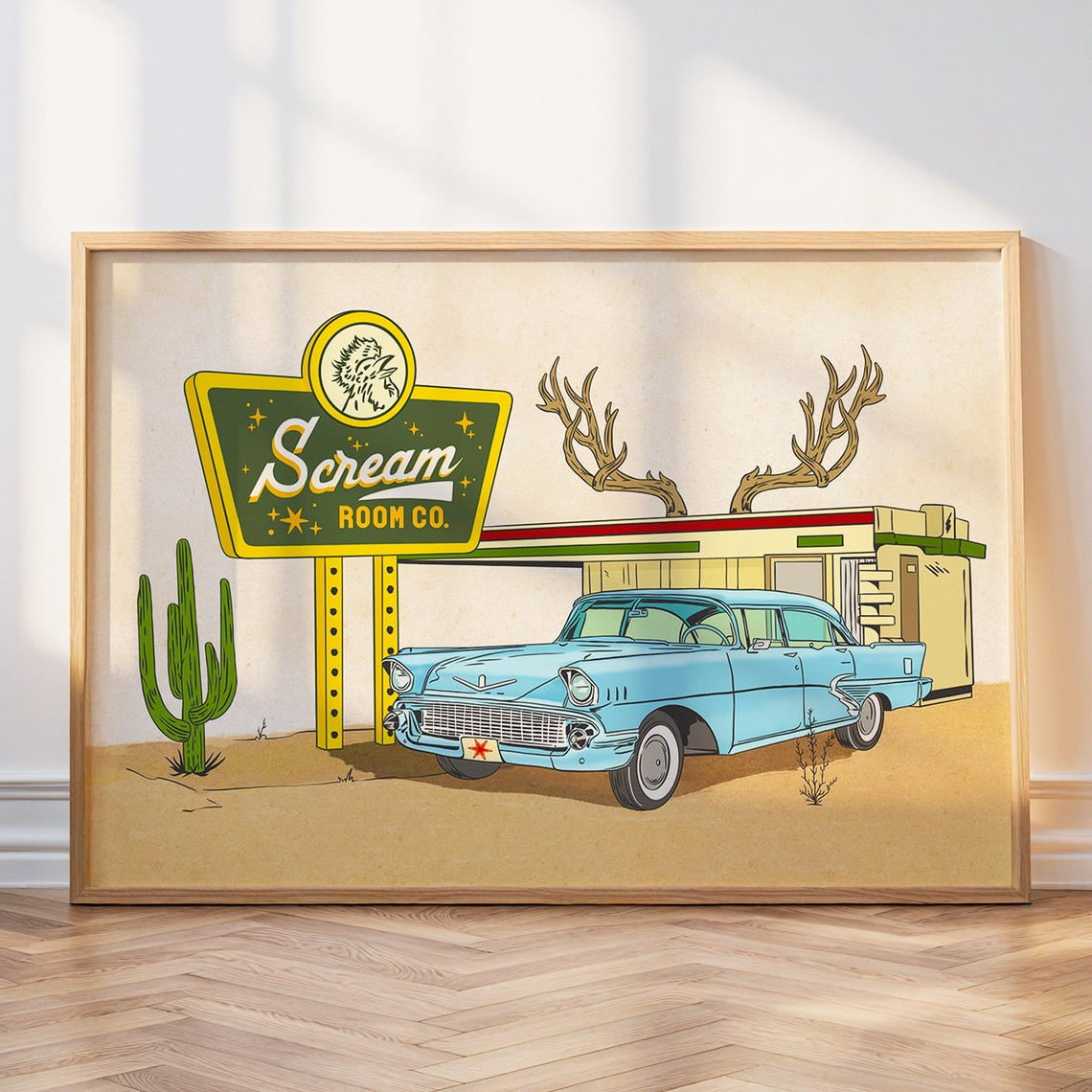 50S Chevrolet Bel Air Vintage Desert Motel Art Print – Retro Western ...