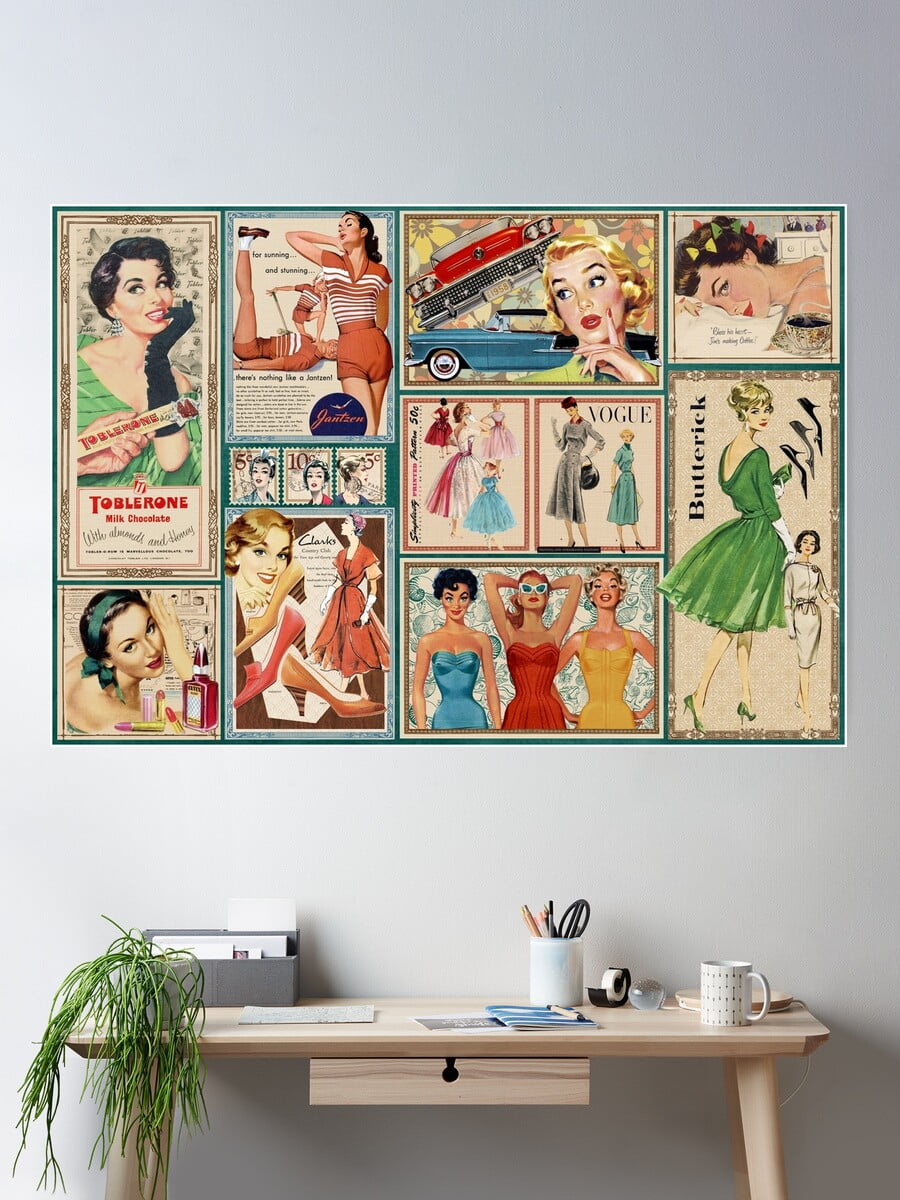 50S Fashion Poster Wall Art, Modern Wall Decor For Living Room Bedroom, 24x36 UNFRAMED - Walmart.com