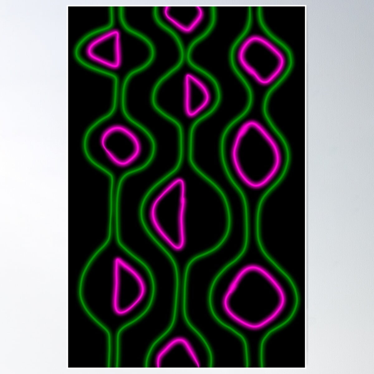 50S Style Neon Abstract Blobs Green Pink Poster Wall Art, Modern Wall ...