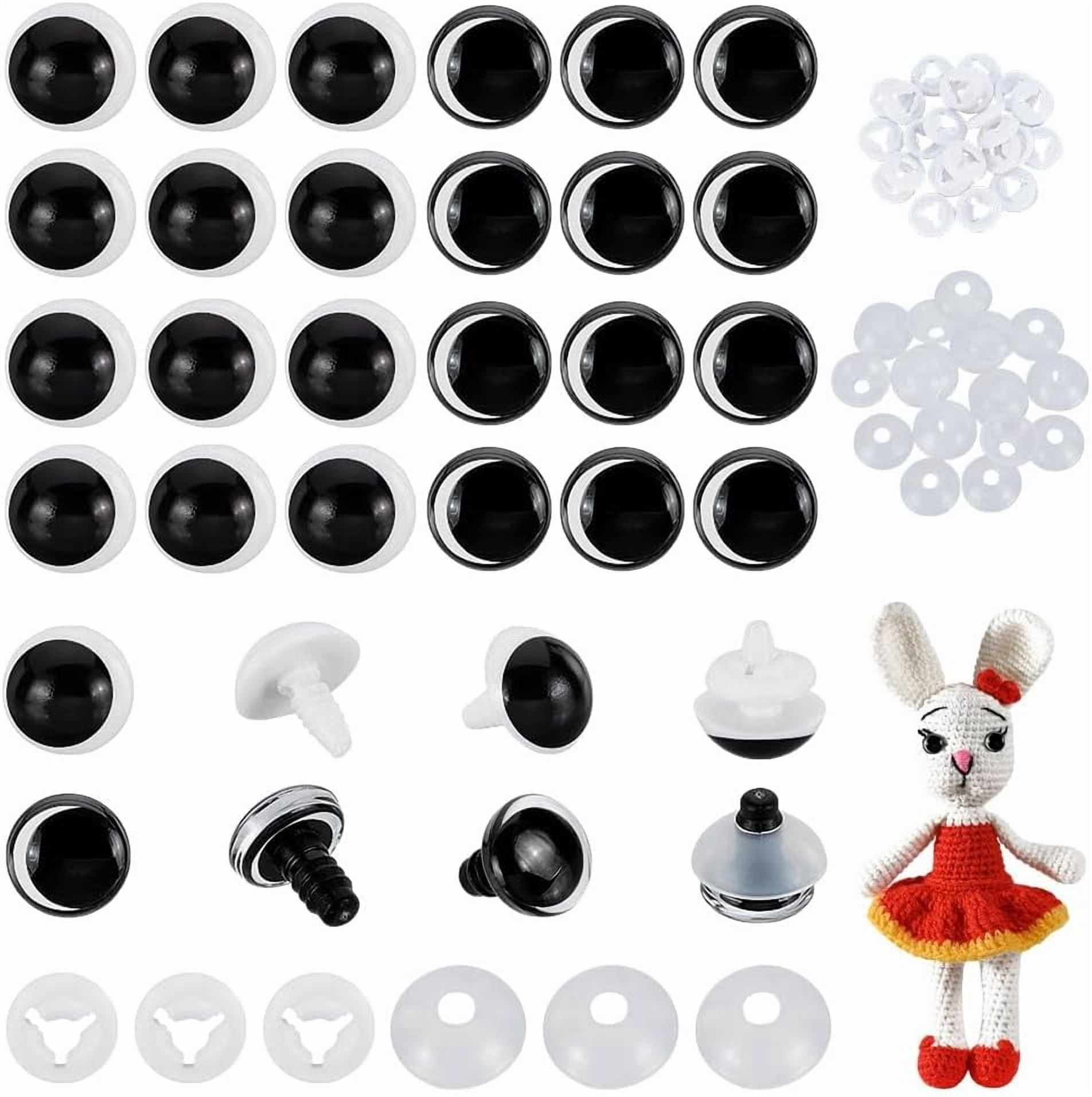 50Sets 2 Styles Safety Eyes for Amigurumi with Washers Plastic Black ...