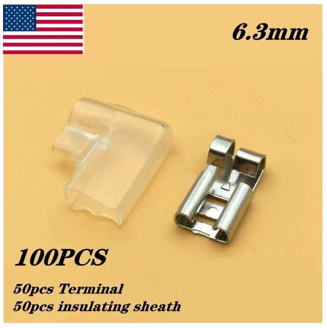 50Sets 6.3mm Chicken claws Female Flag Crimp Spade Terminal lock ...