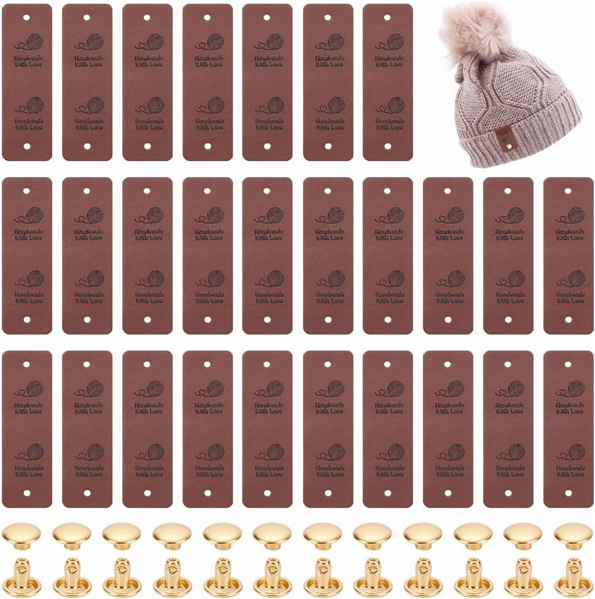 50Sets Handmade Tags Imitation Leather Crochet Labels with Iron Rivet ...