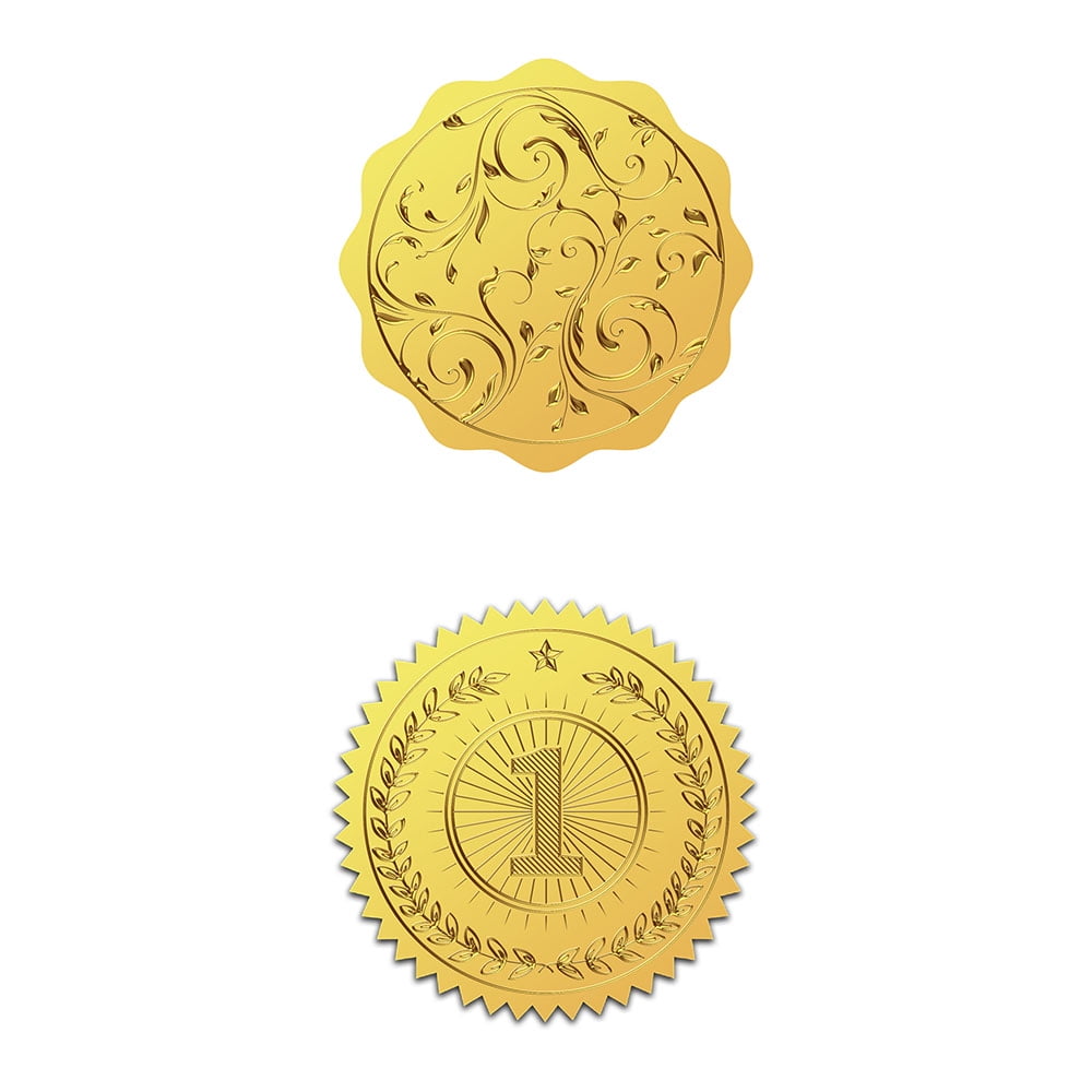 50Sheet 100pcs First Place Gold Foil Certificate Seals Embossed ...