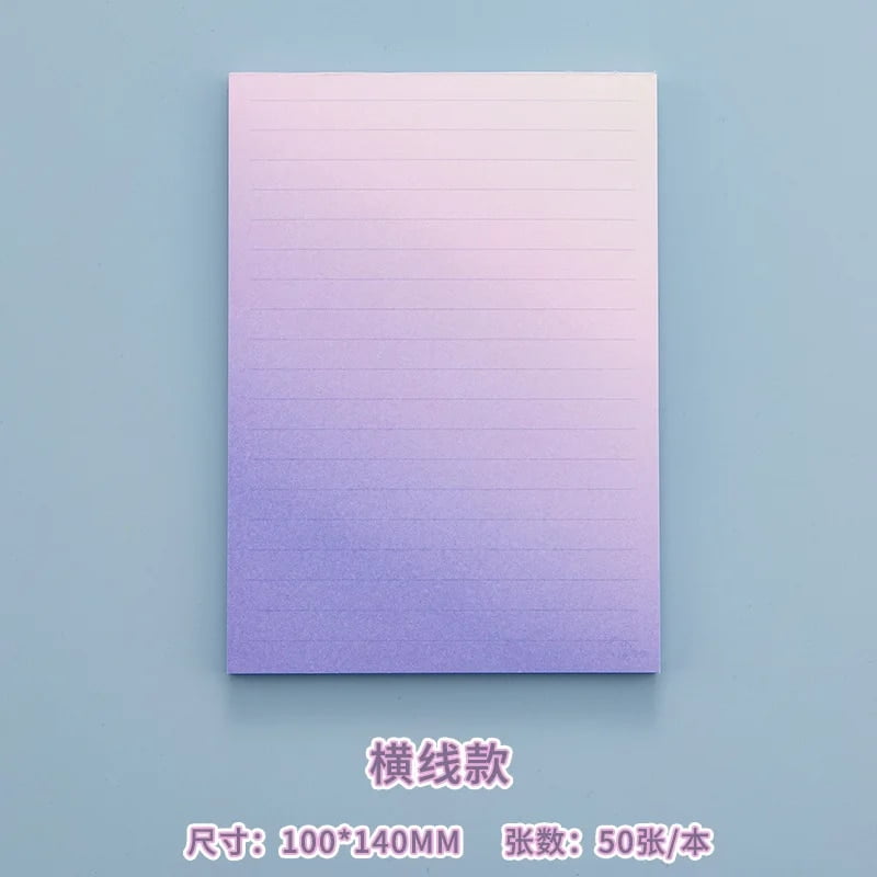 50Sheet Purple Gradient Tearable Note Pad Non-sticky Plan Message Memo ...