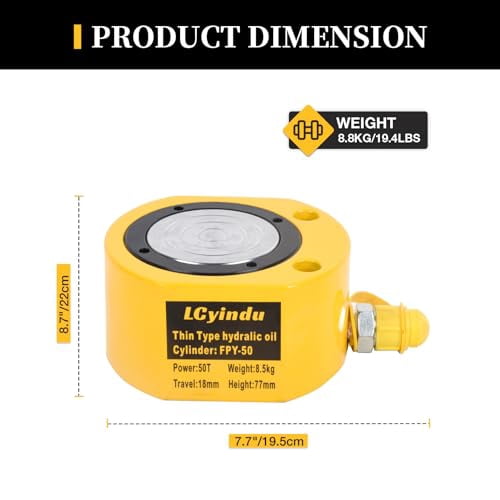 50T Low Profile Stroke Hydraulic Ram Cylinder Jack 0.71" Stroke FPY-50 ...