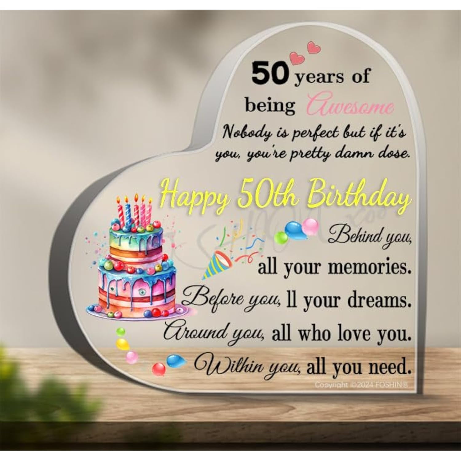 50Th Birthday Appreciate Gifts For Fifty Year Old Women Men Heart ...