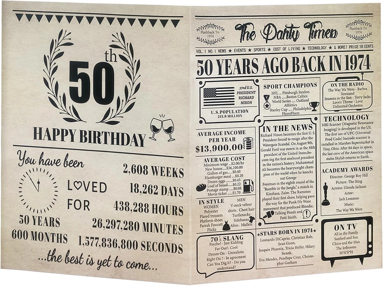 50Th Birthday Card, Jumbo Birthday Decorations, Happy 50 Year Old Bday ...