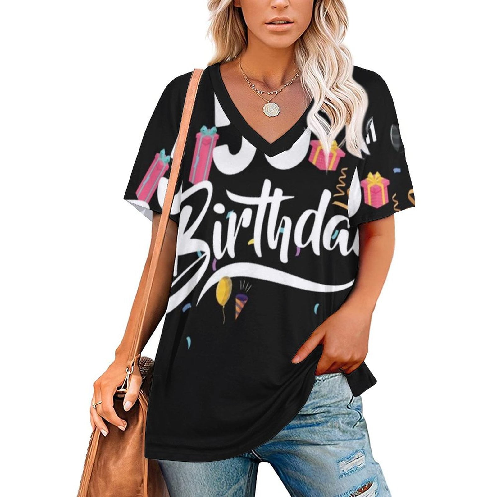 50Th Birthday New Fashion Zip Off Shoulder Top Short-Sleeve Women Shirt 50 Years 50Th Birthday ...
