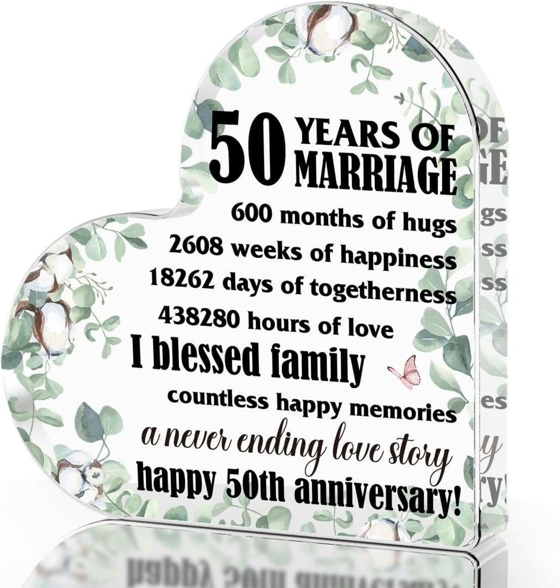 50Th Wedding Anniversary Decor Present For Couple Heart Shaped Acrylic ...