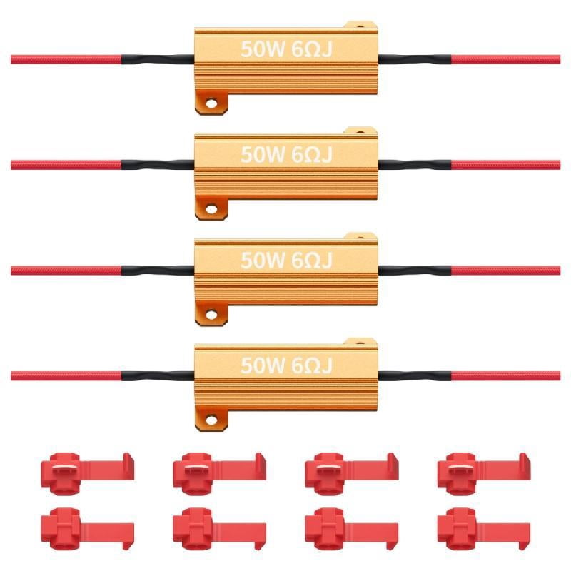 50W 6Ω Aluminum Car LED Resistor 12V, with T-Tap Quick Connector for ...