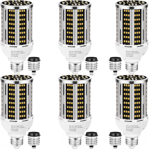 50W 6 pack LED Corn Light Bulb,3000K Warm White 6500LM(500W Equivalent ...