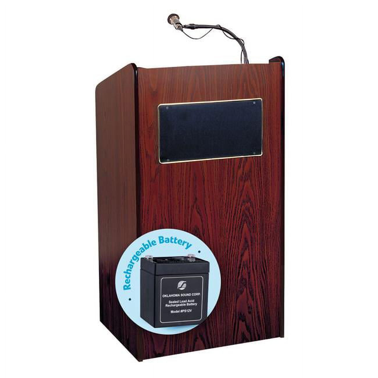 50W Aristocrat Floor Sound Lectern & Rechargeable Battery, Mahogany ...