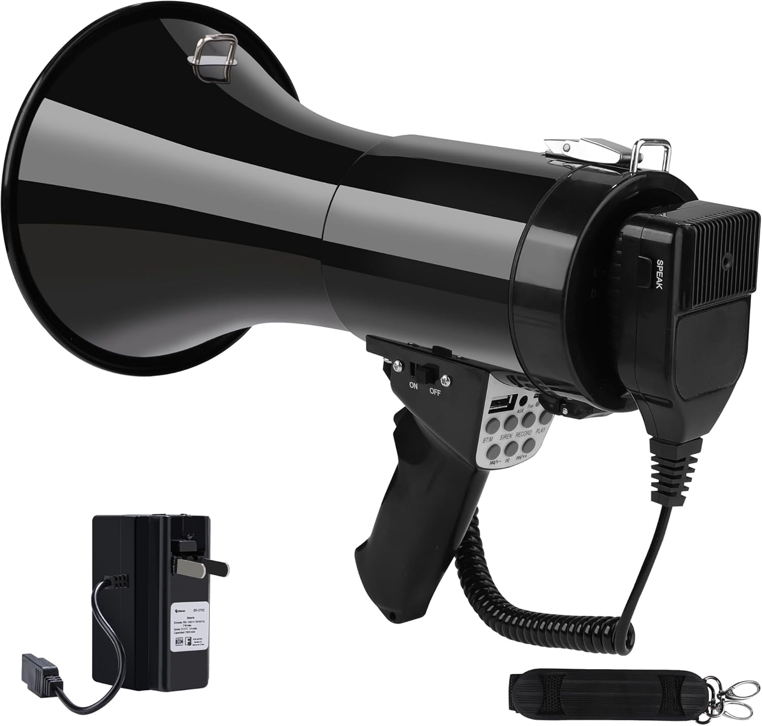 50W Bluetooth Megaphone Bullhorn with Rechargeable Battery-Professional ...