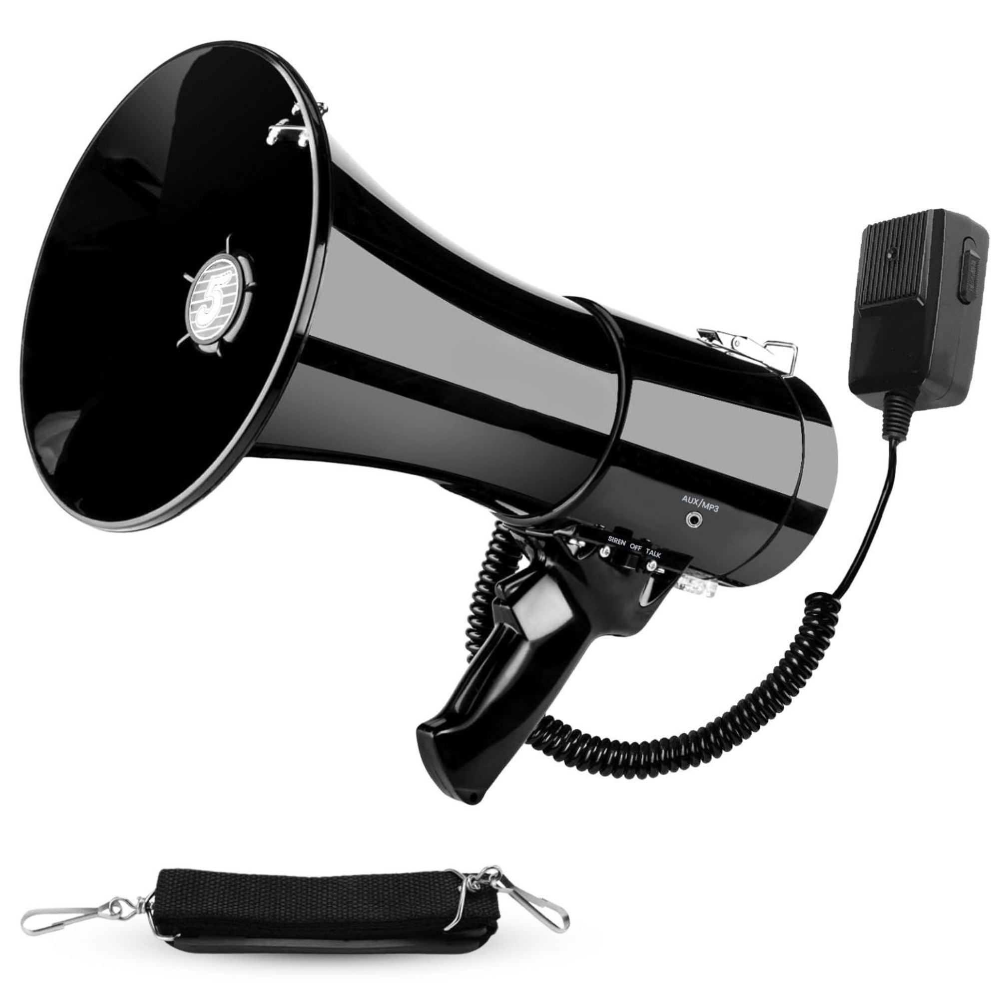 50W Bluetooth Rechargeable Megaphone with Siren, 1100Y Range, Wired Mic ...