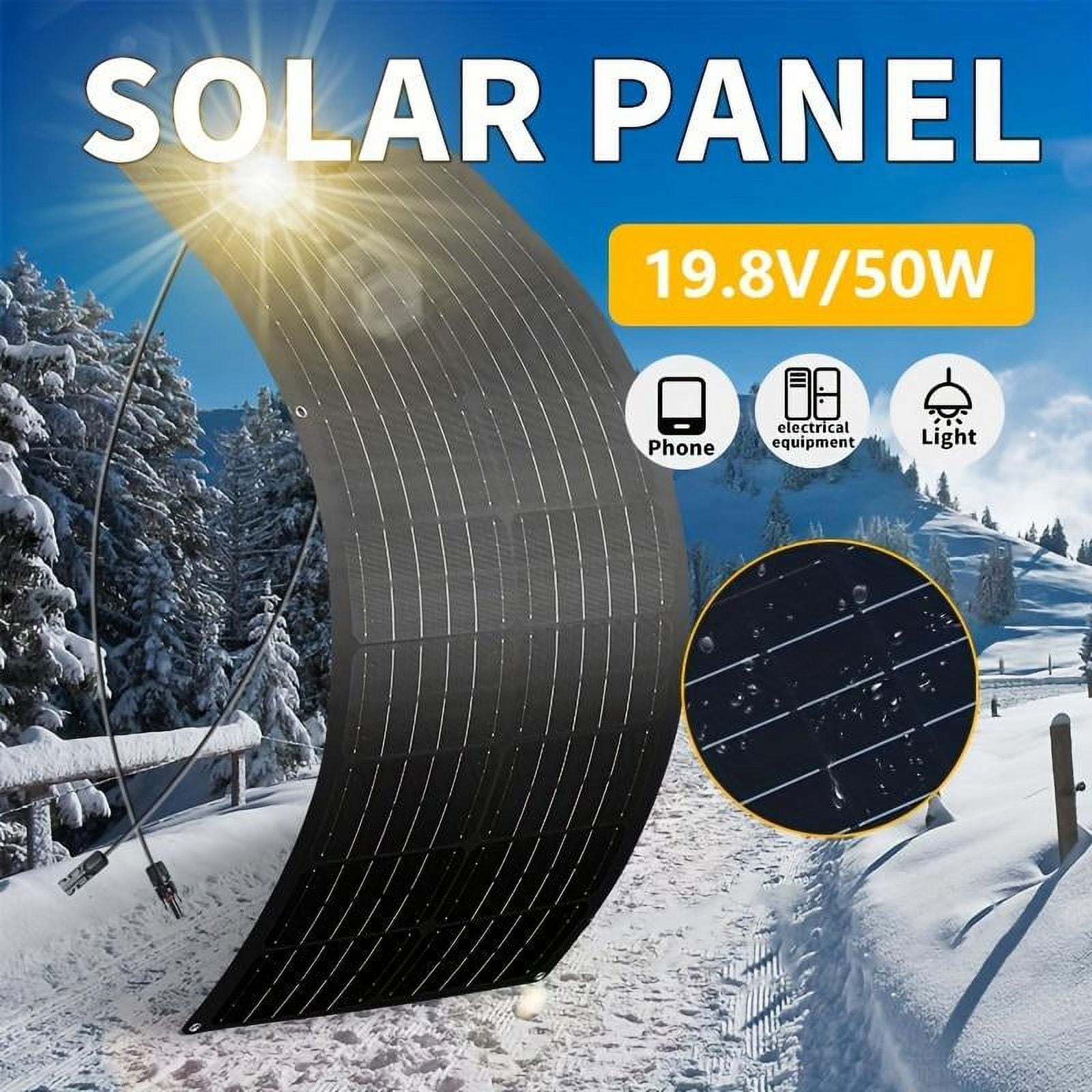 50W Flexible Solar Panel Monocrystalline Cell Charger 19.8V Solar ...